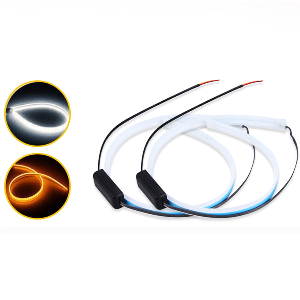 60cm Universal Flexible LED Daytime Running Lights Turn Signal Strips ...