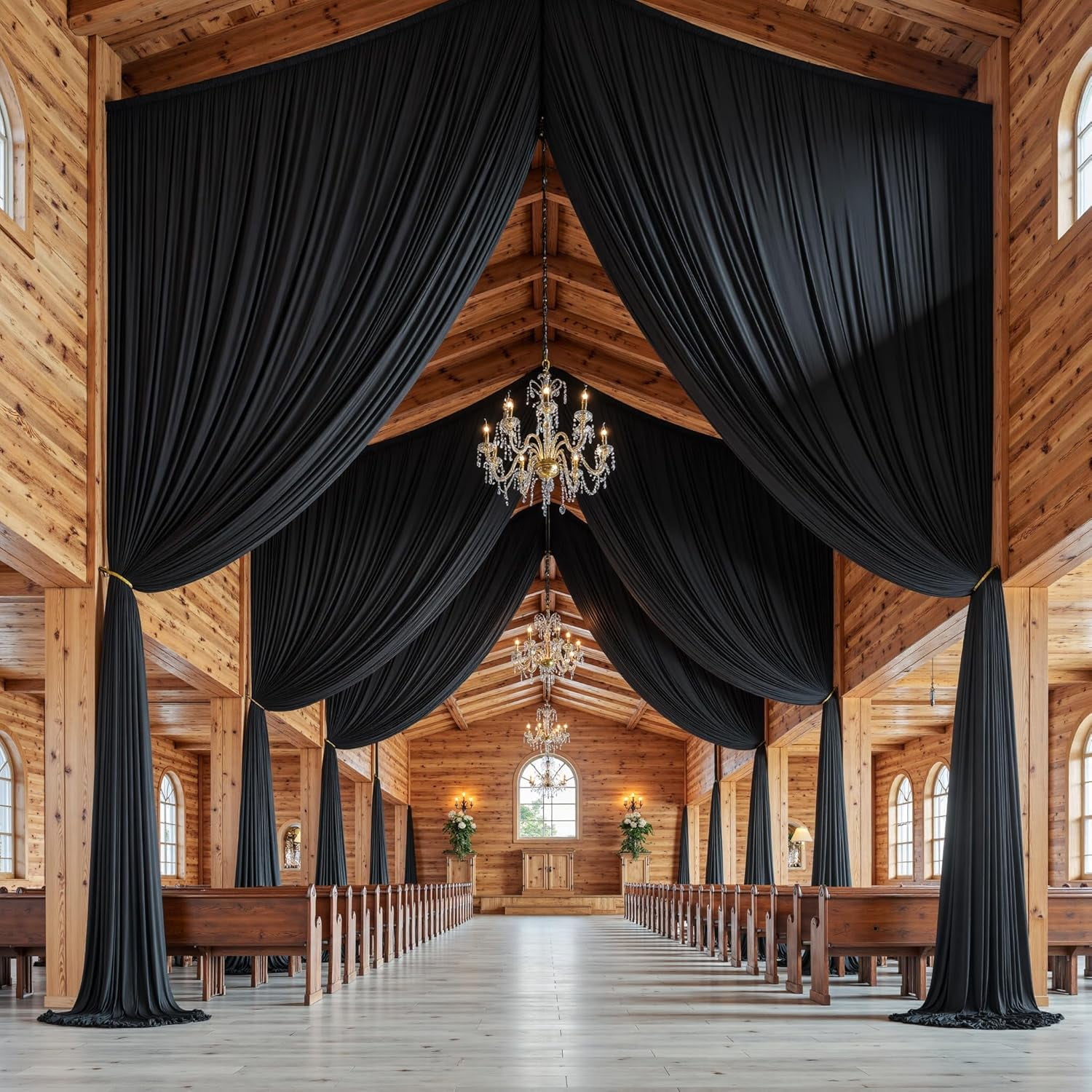 60ft x 15ft Black Wedding Backdrop Curtains - Wrinkle Free Backdrop ...