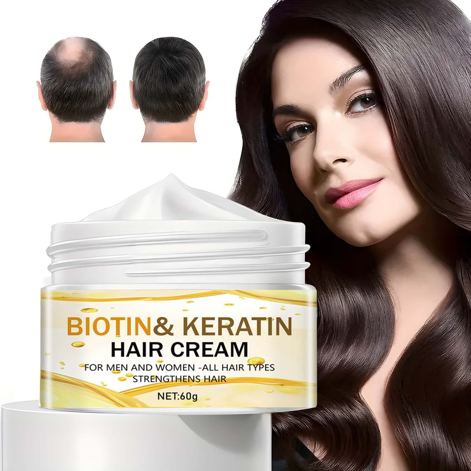60g Biotin Keratin Hair Cream, Repairing & Strengthening Hair Treatment ...