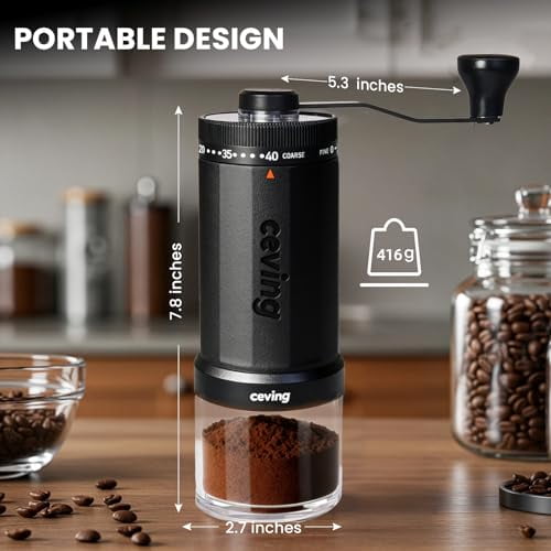 60g Manual Coffee Grinder with 40 Adjustable Settings, Portable ...