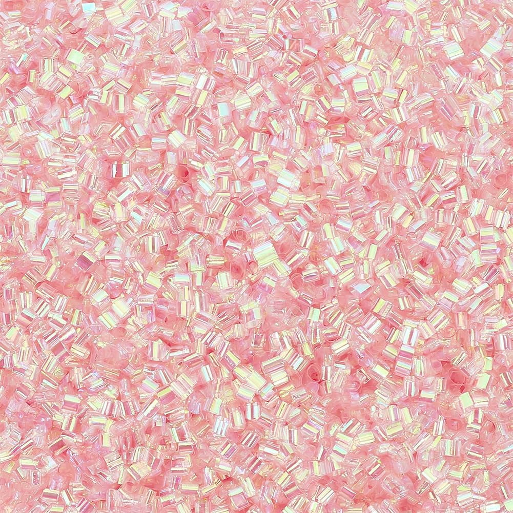 60g Misty Rose Bingsu Beads 3mm Straw Tube Beads Iridescent Crispy ...
