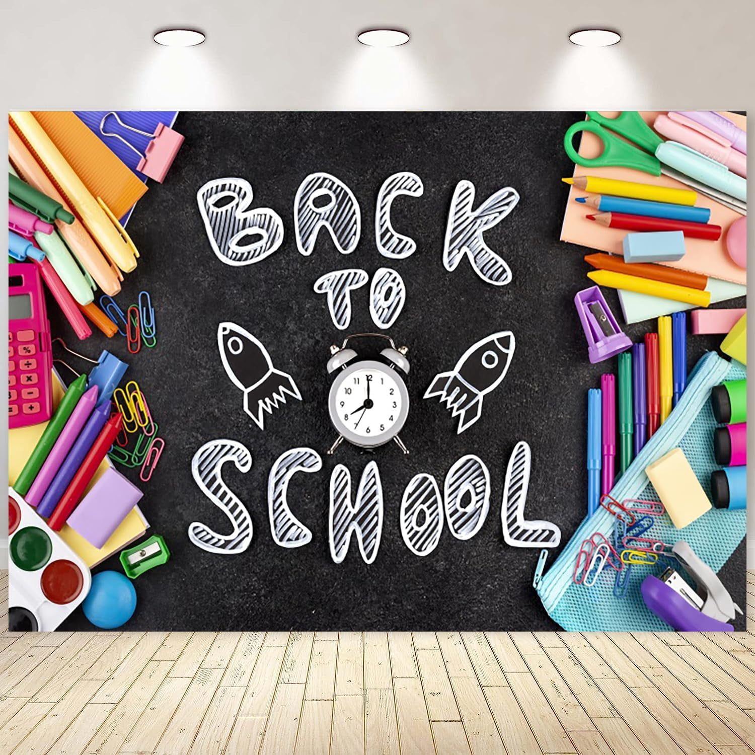 60in*80in Back to School Backdrop Black Chalkboard Globe Book ...