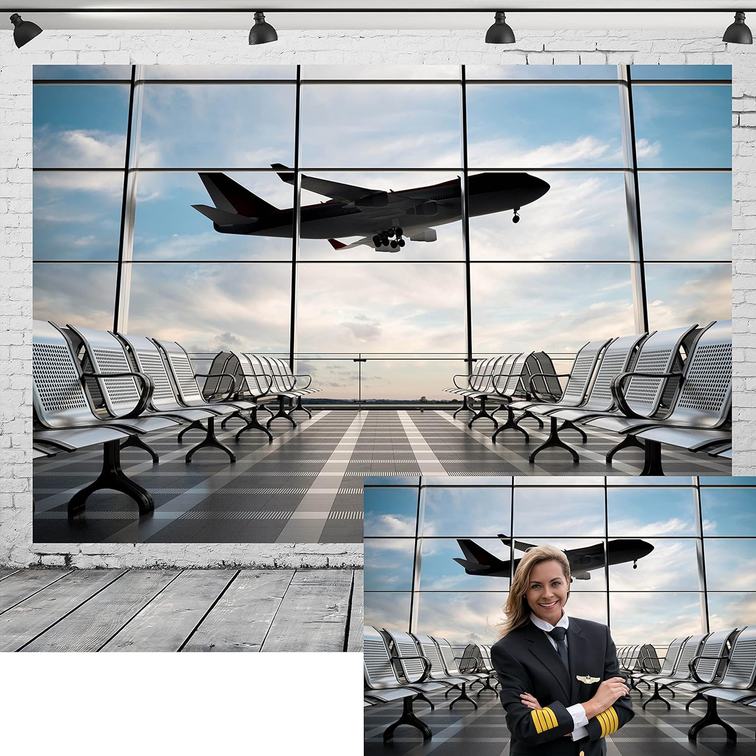 60in*90in Durable Airport Backdrop Fabric No Wrinkles Airplane ...