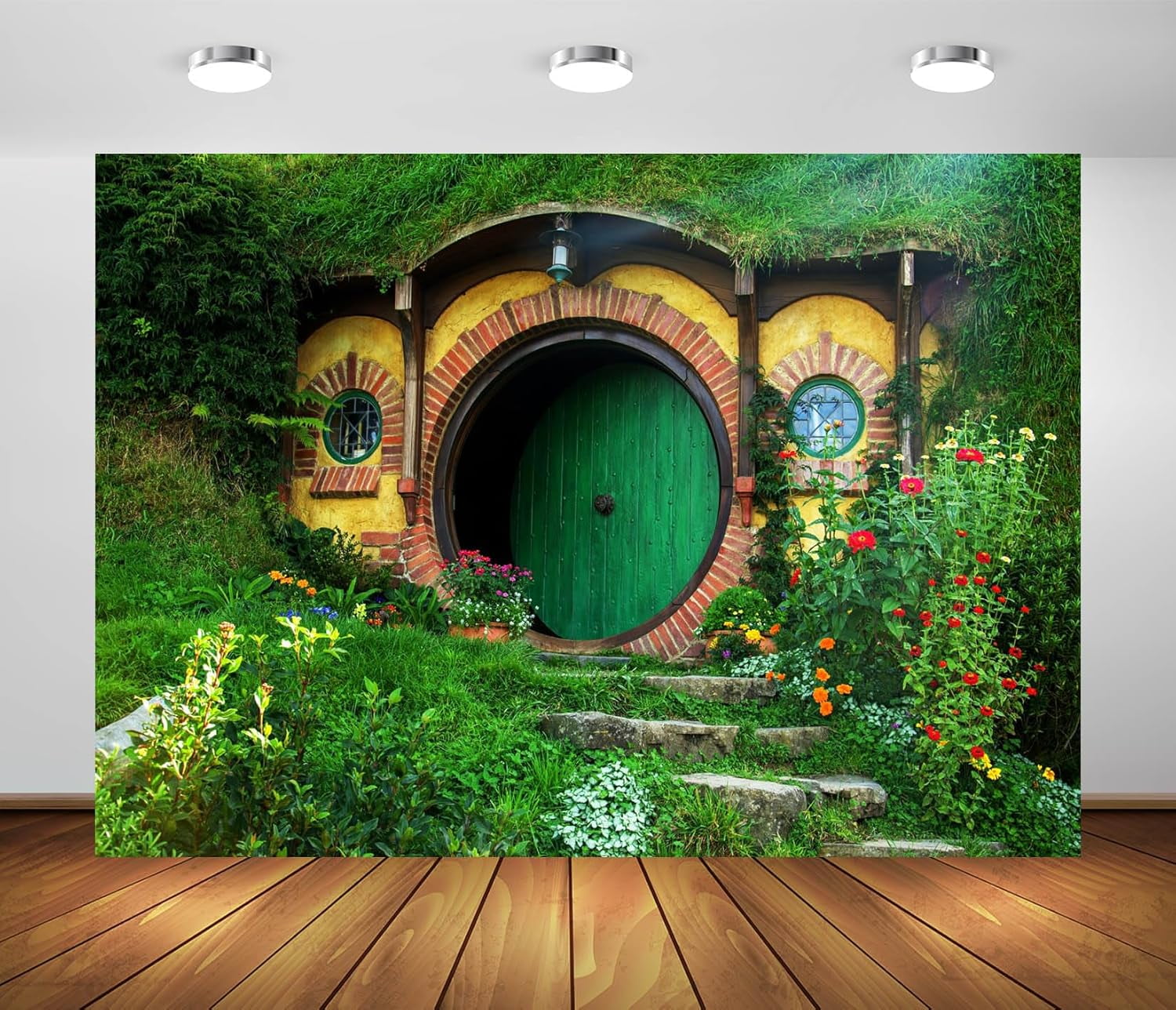 60in*90in Fabric Hobbiton Cave Backdrop Matamata Rural Green Garden ...
