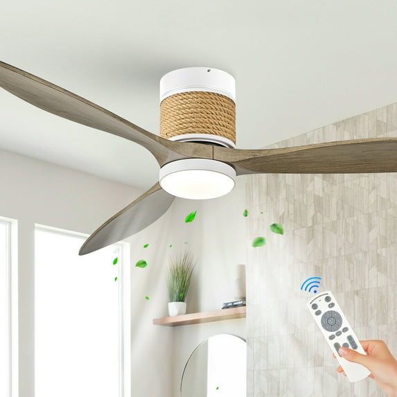 60in Boho White Ceiling Mount Fan Light Dimmable with Remote Control 3 ...