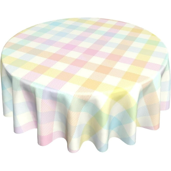 60in Easter Plaids Round Tablecloth Colorful Spring Checkered Circle ...