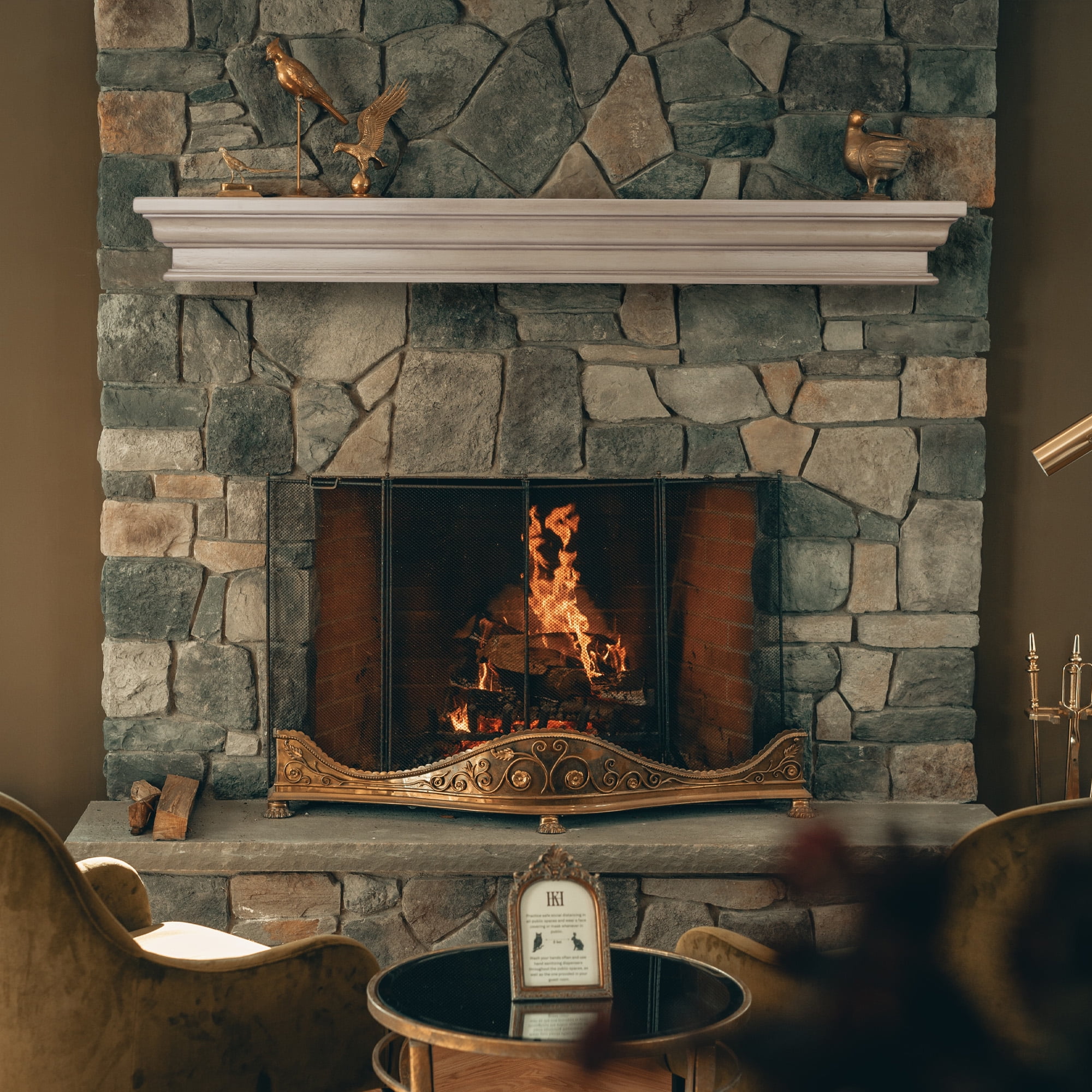 YAYAJAJU 60in Handcrafted Fireplace Mantels, Solid Modernity Wood, Wall ...