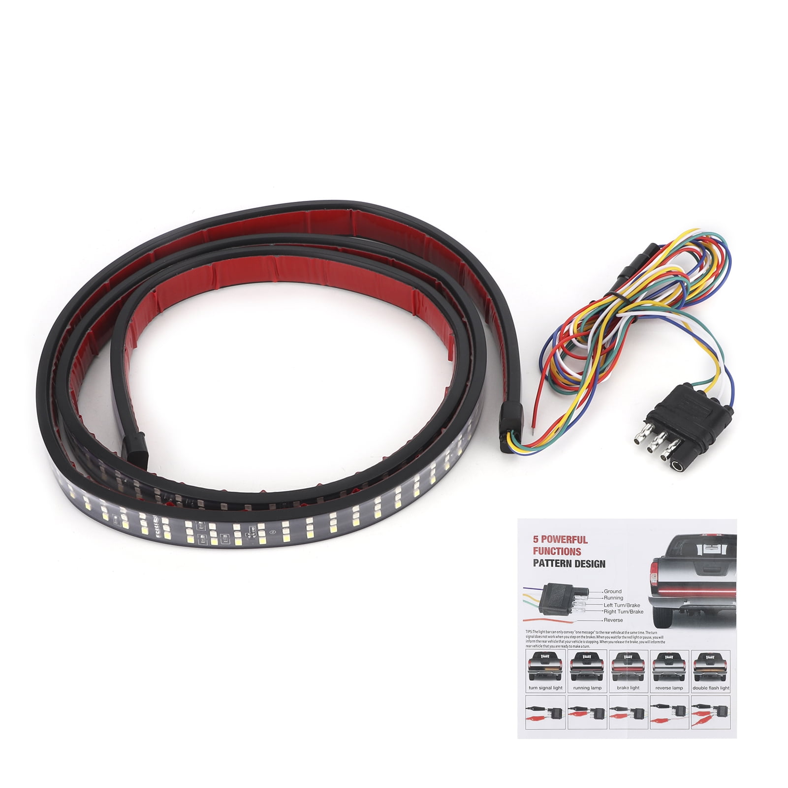 60in LED Tailgate Lamp Bar Running Light 3 Row Chips IP65 Waterproof 12 ...