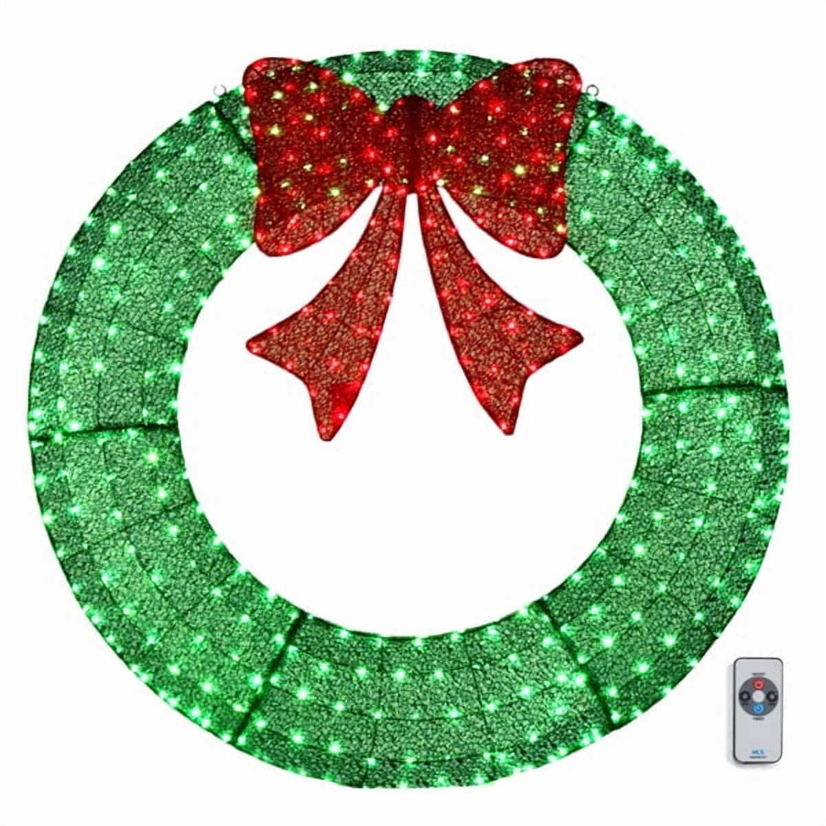 60in Pre-Lit Outdoor Christmas Wreath - 400 Warm White LED Lights ...