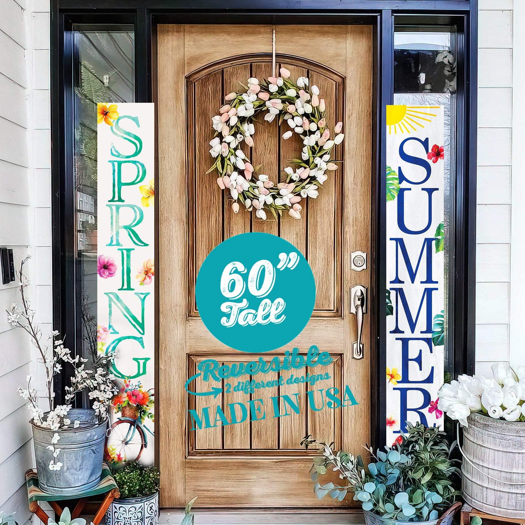 60in Spring Sign - Summer Porch Sign | Vintage Seasonal Decoration ...
