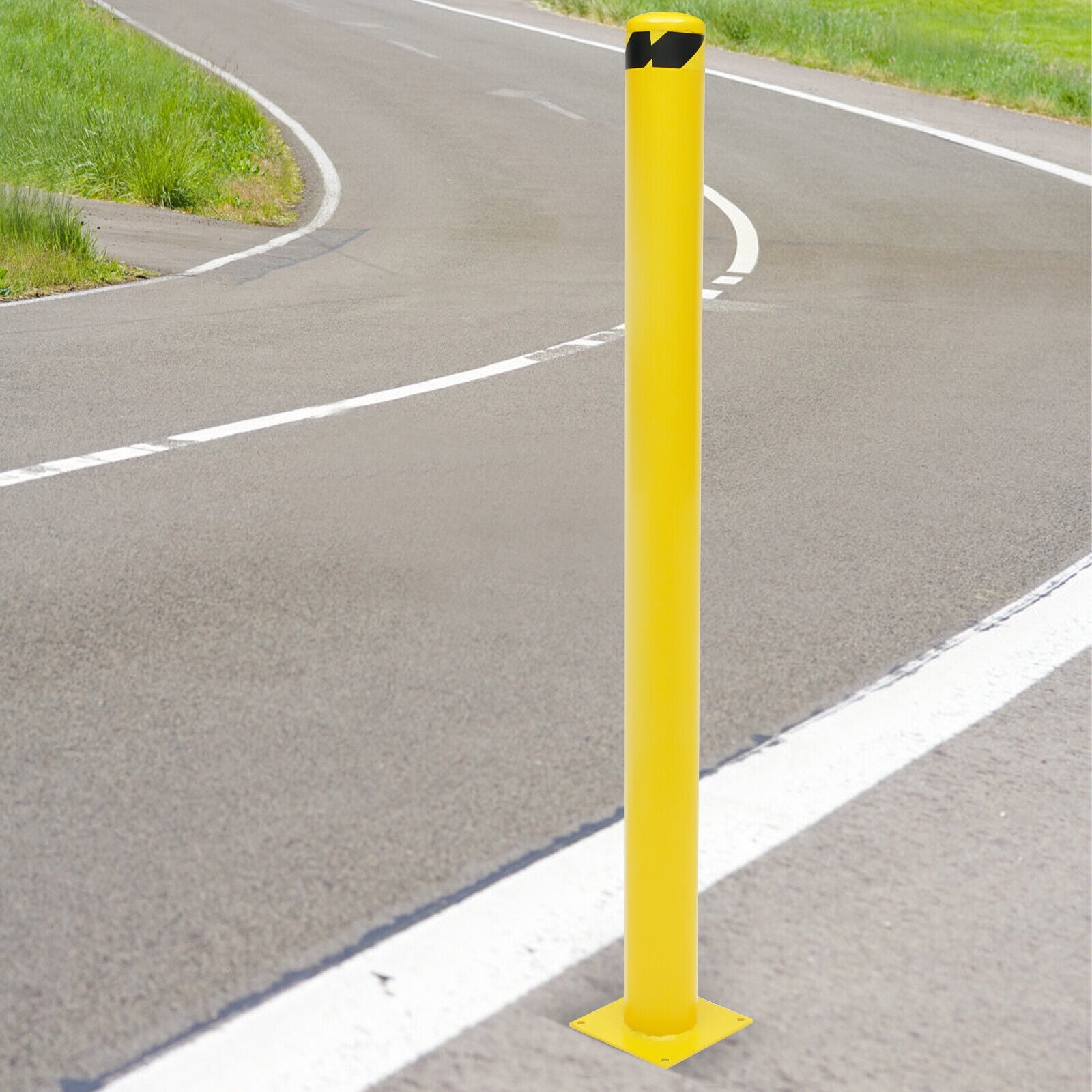 60in x 4.5in Industrial Safety Bollard Yellow Powder Coated Impact ...