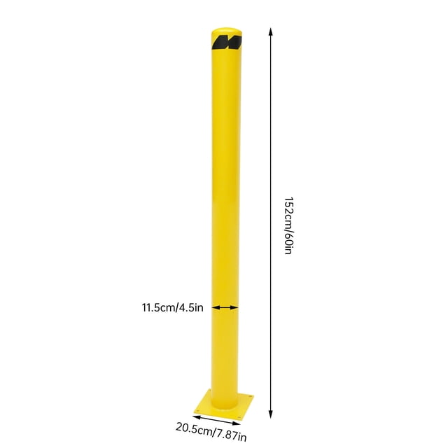 60in x 4.5in Safety Bollard Post Steel High Yellow Pipe Steel Barrier W ...