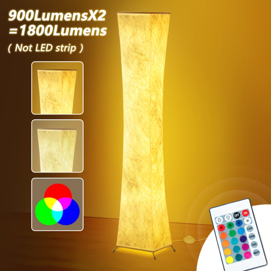 60inch RGBW LED Floor Lamp With Remote, 3CCT, 10W Bulbs, 1800 Lumens ...