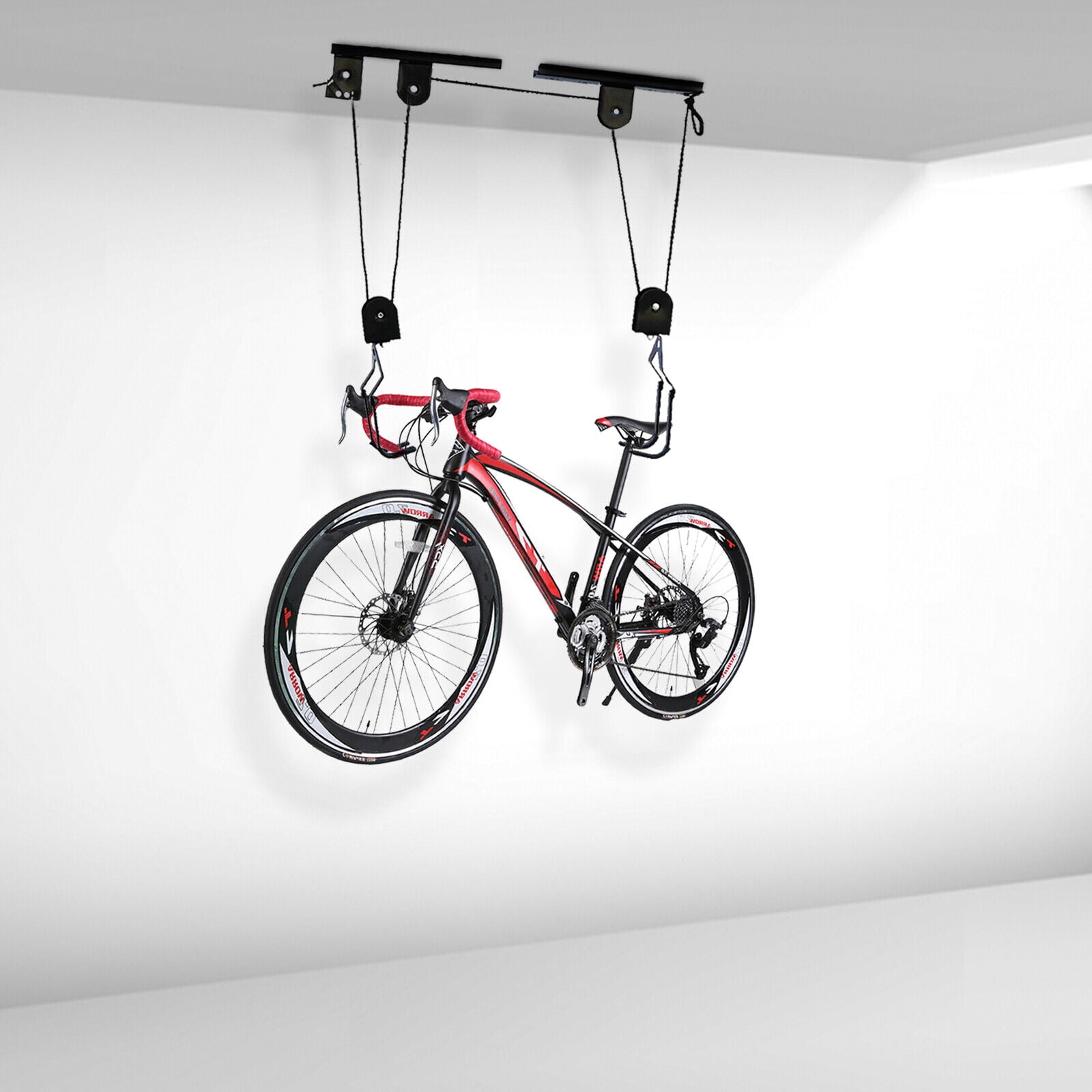 60kg/132LBS Bicycle Bike Lift Hoist Ceiling Storage Hanger Pulley Rack ...