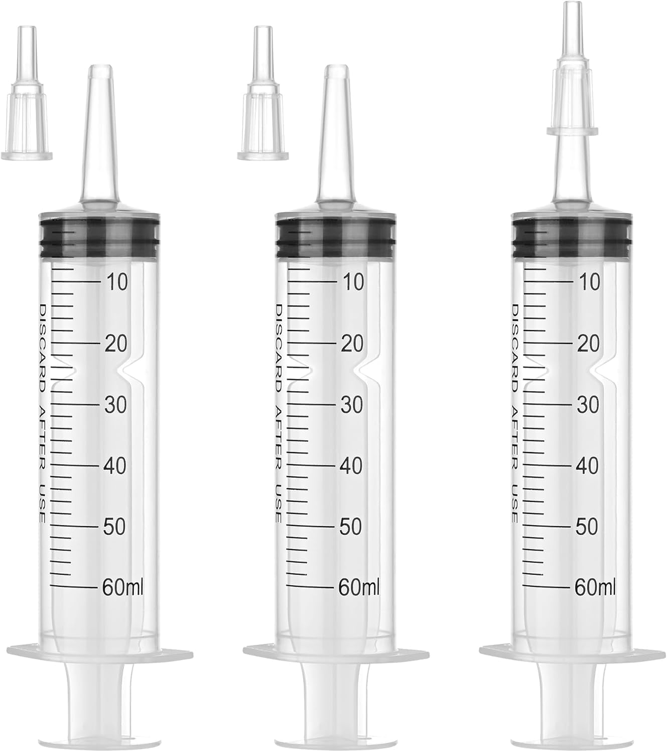 60mL Plastic Syringe for Liquid - 20 Pack Large Syringes with Adapter ...