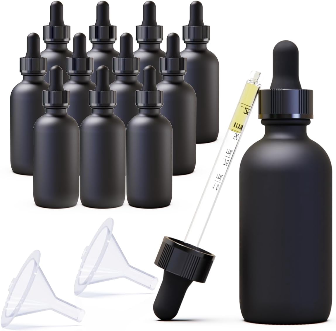 60ml Black Coated Glass Bottle with Glass Eye Dropper, 2 oz Capacity,UV ...