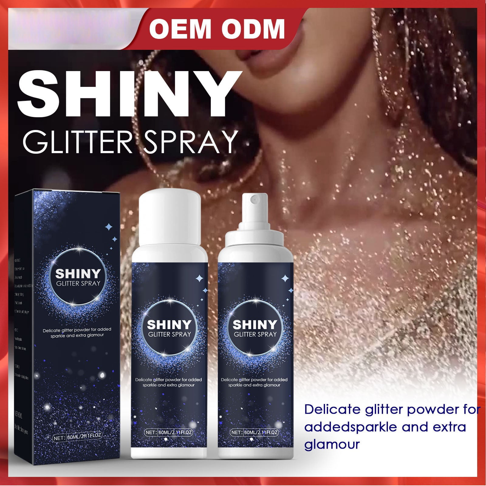 60ml Glitter Spray For Hair And Body Glitter Powder Spray Nightclub Party Body Glitter Spray ...