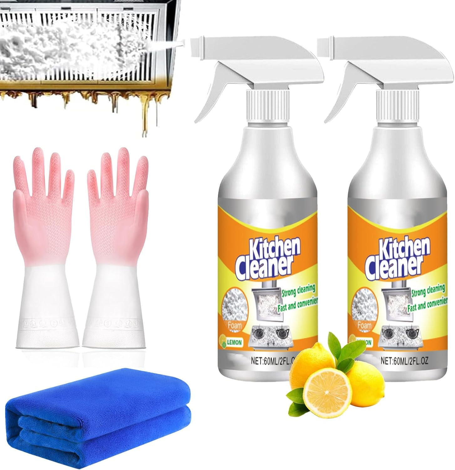 60ml Magic Brush Pro Cleaner, 2025 New Kitchen Spray Cleaner with ...