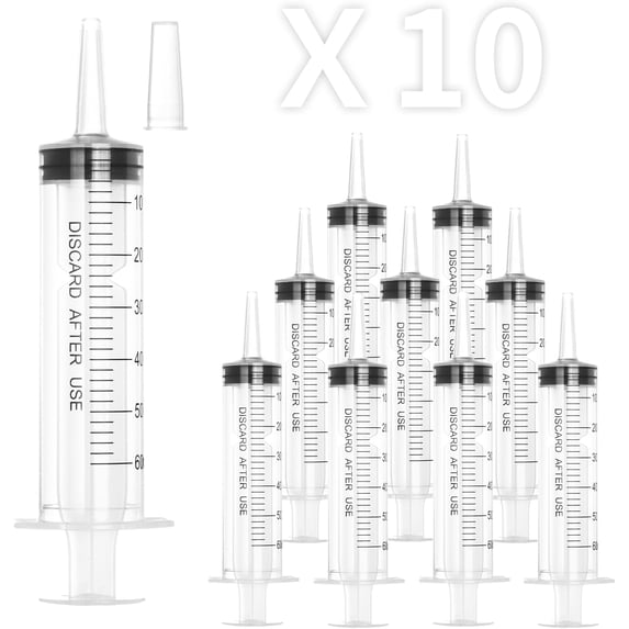 60ml Plastic Syringe with Cap, Large Syringes without Needle for Liquid ...