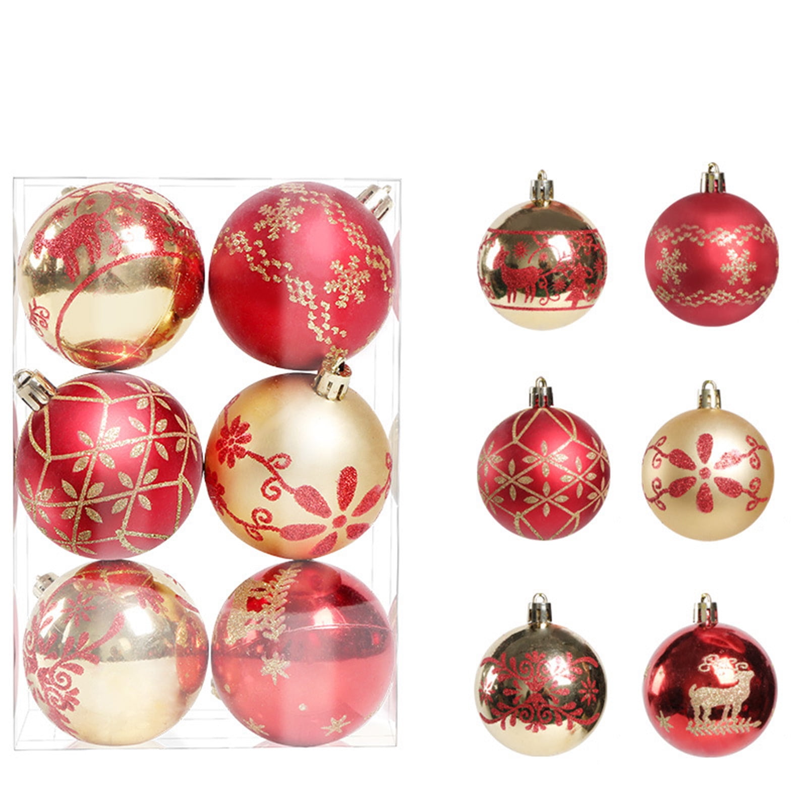 60mm/2.36inch Clear Christmas Ball Ornaments Set, 6ct Christmas ...