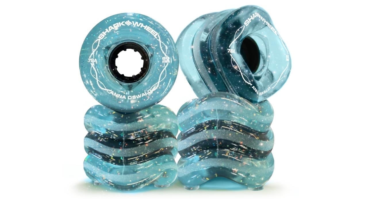 Shark Wheel 60mm, 78a Transparent Blue/Gray with Glitter - Team Rider ...