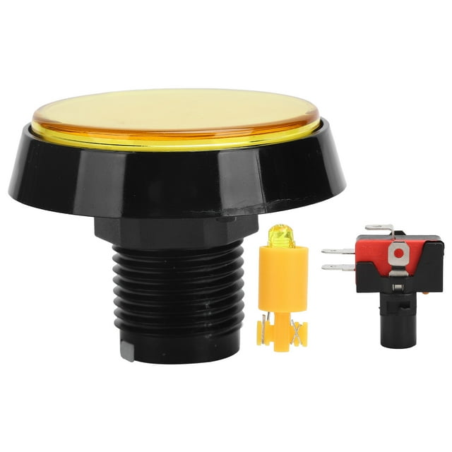 60mm Big Round Flat Button with LED Light 3?Foot Switch for Crane Machine Game ConsoleYellow ...