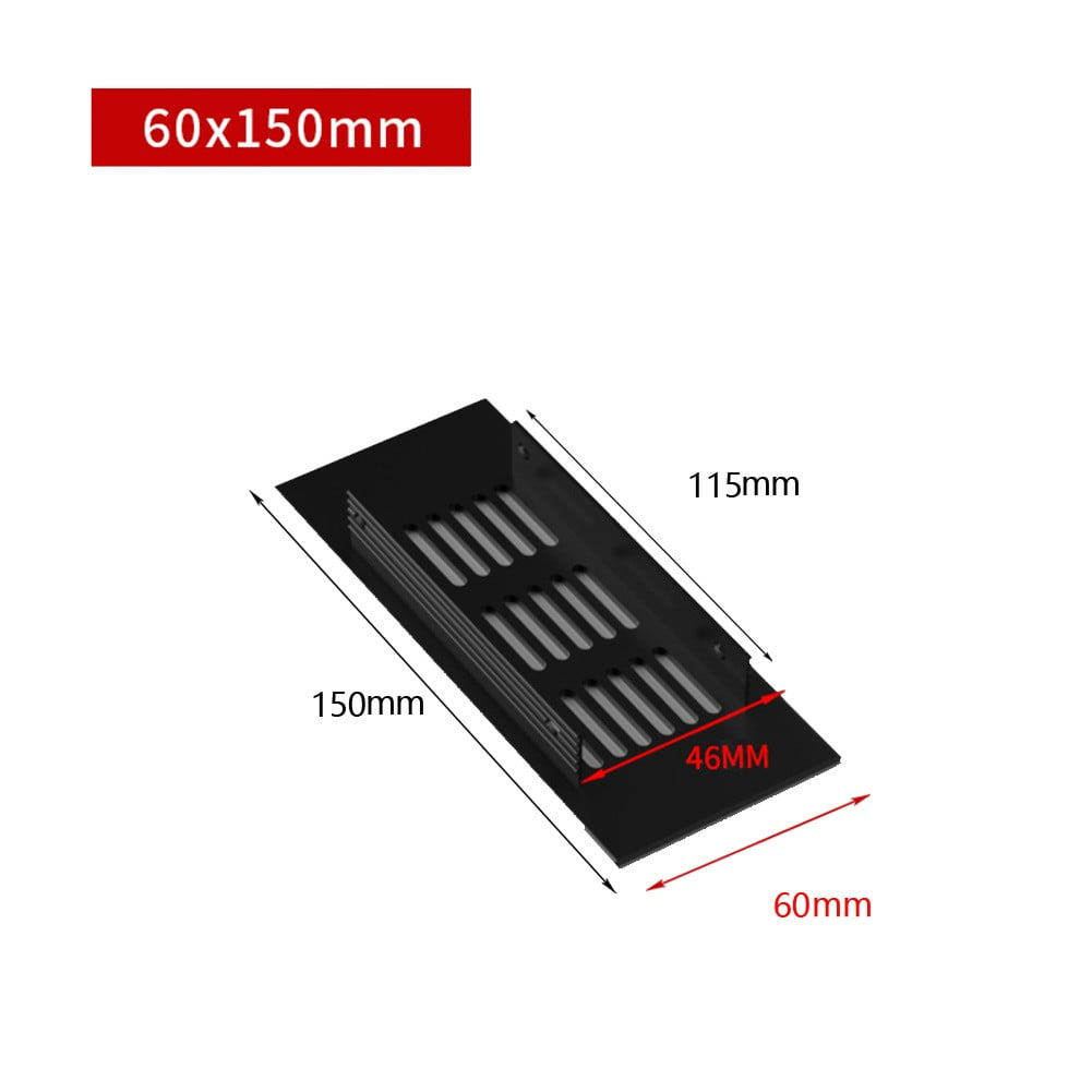 60mm Black Aluminum Rectangular Vent Grille Cover for Wardrobe and ...
