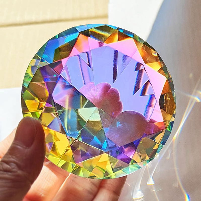 60mm K9 Crystal Diamond Paperweight Decorative Rainbow Maker Prism ...
