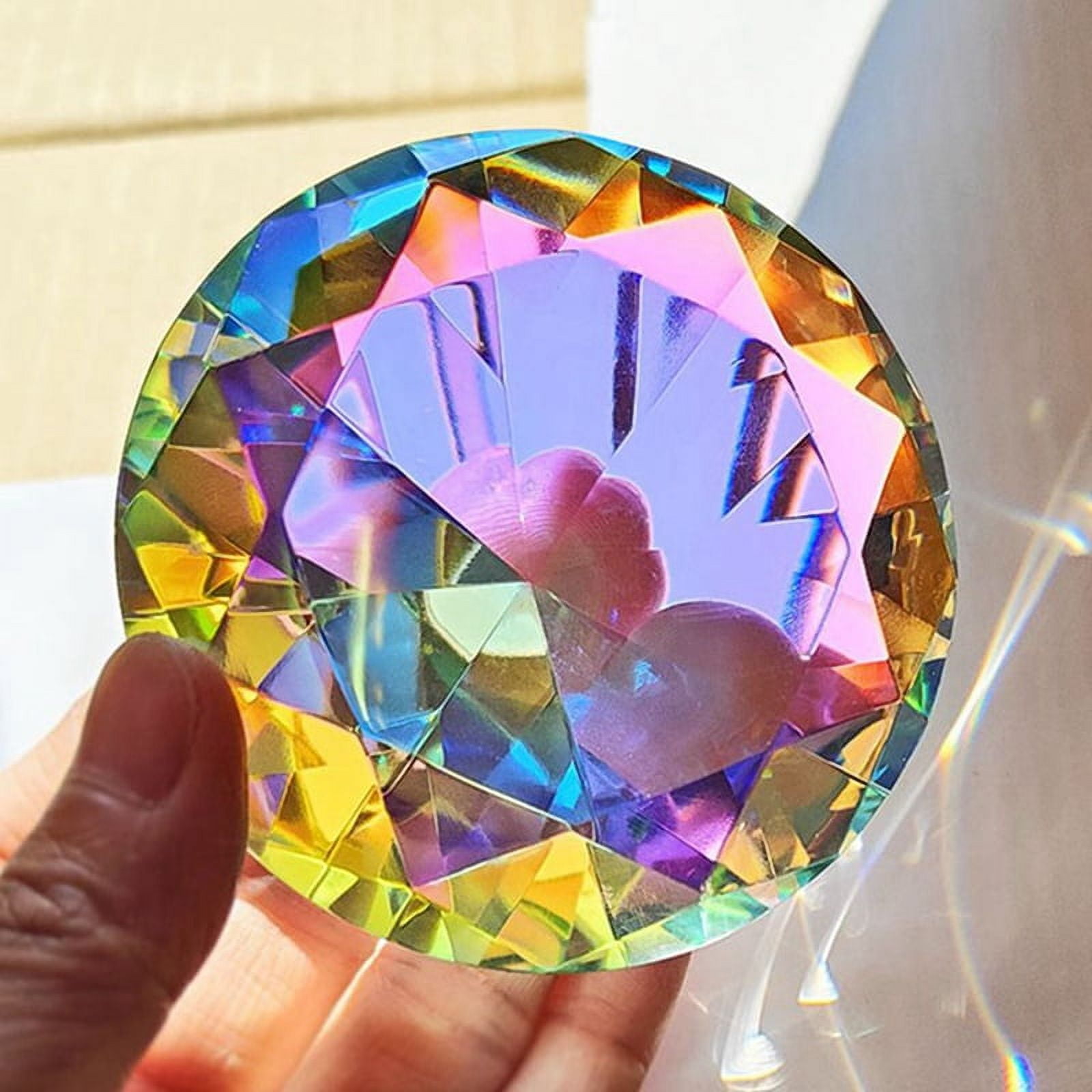 60mm K9 Crystal Diamond Paperweight Decorative Rainbow Maker Prism ...