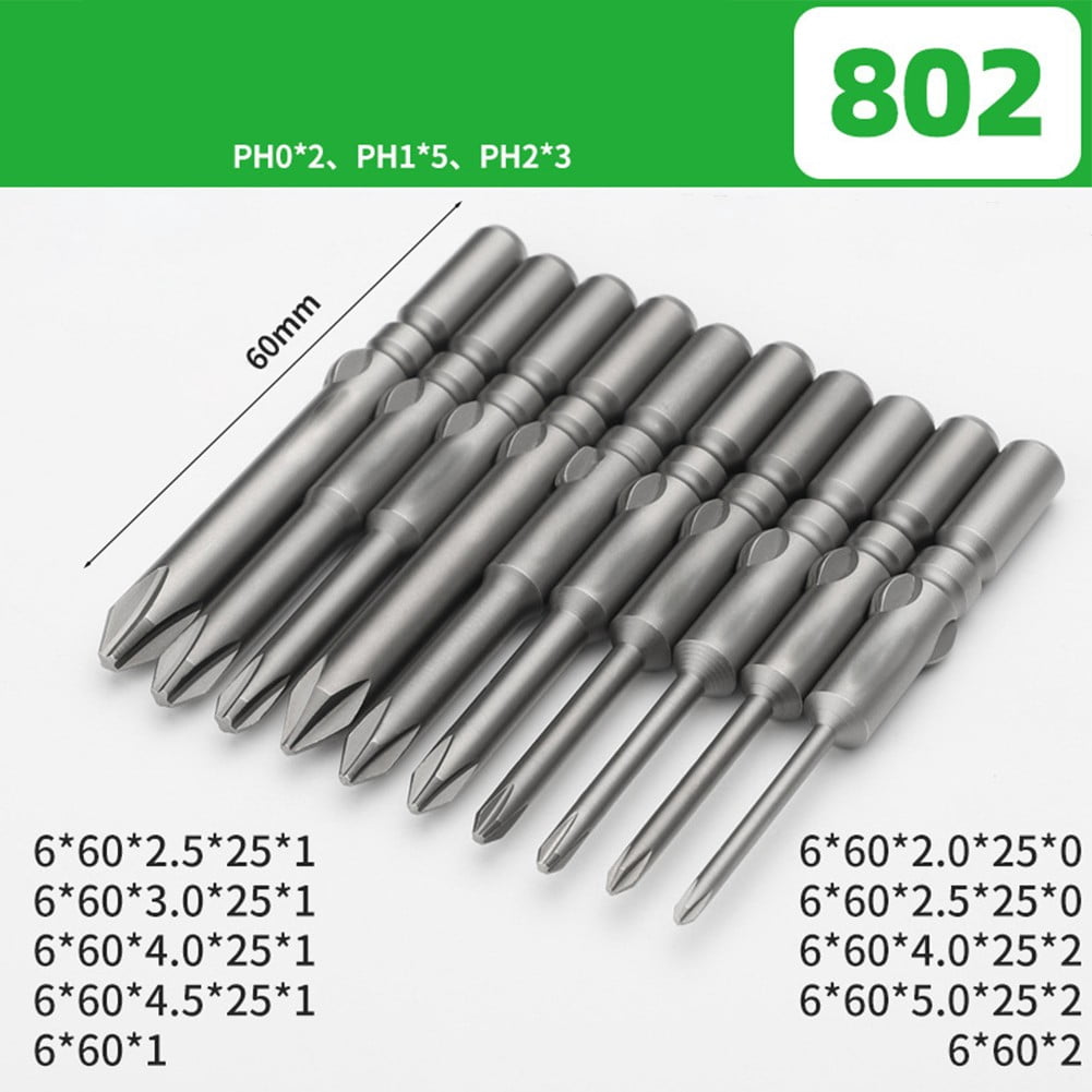 60mm PH0 PH1 PH2 for 802 Electric Cross Screwdriver Bit Magnetic ...