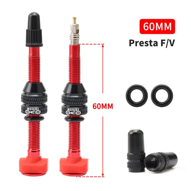 60mm Red-Presta Tubeless Inner Valve for Road Bike and MTB, Parts with ...