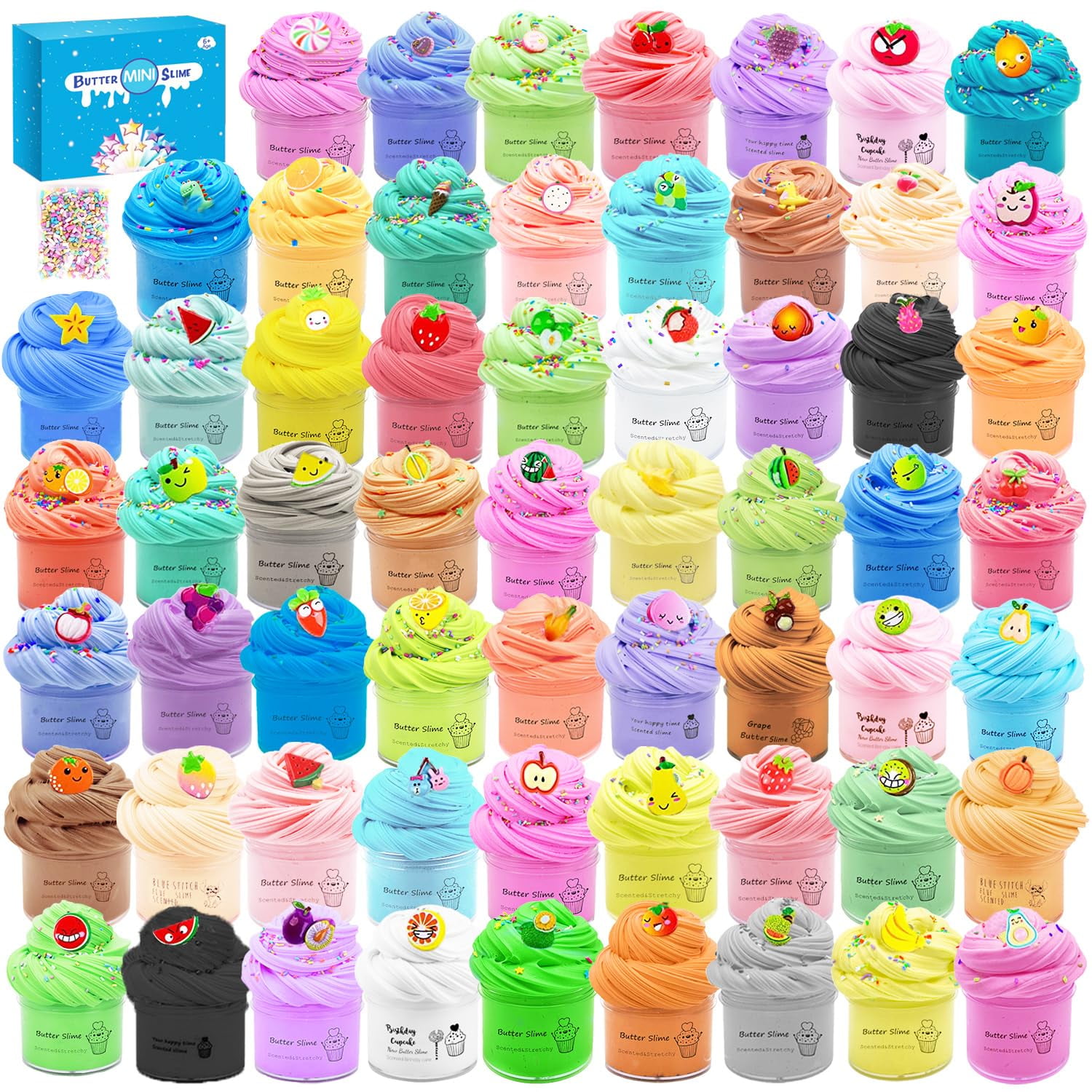 60pack Mini Butter Slime Kit, Party Favor Gifts Slime Stress Relief Toy ...