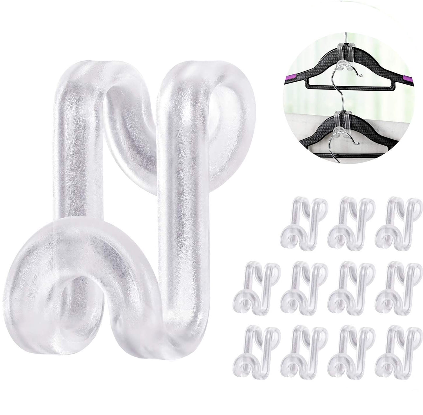 Walmart 60pc Plastic S-Shape Hook Clothes Hanger Connectors, Space ...