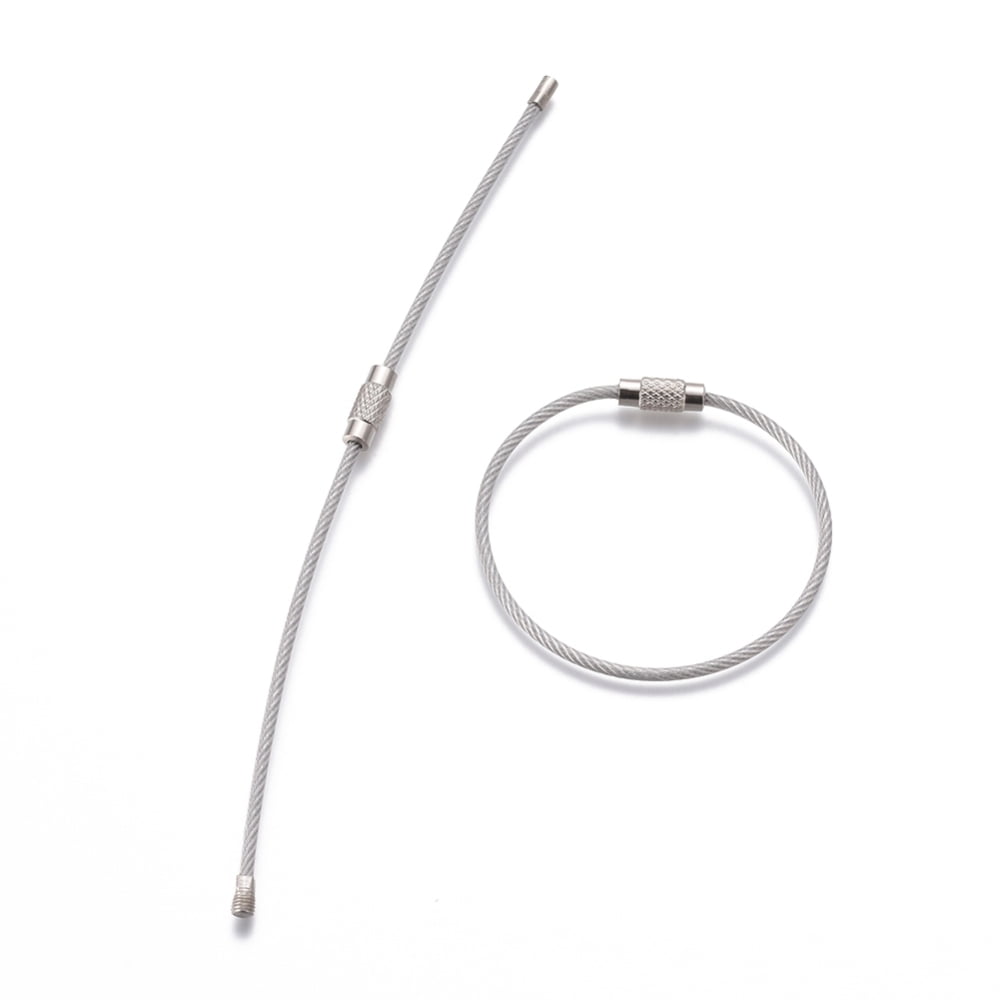60pc Stainless Steel Wire Keychain Clasps with Plastic Coated Cable Key ...