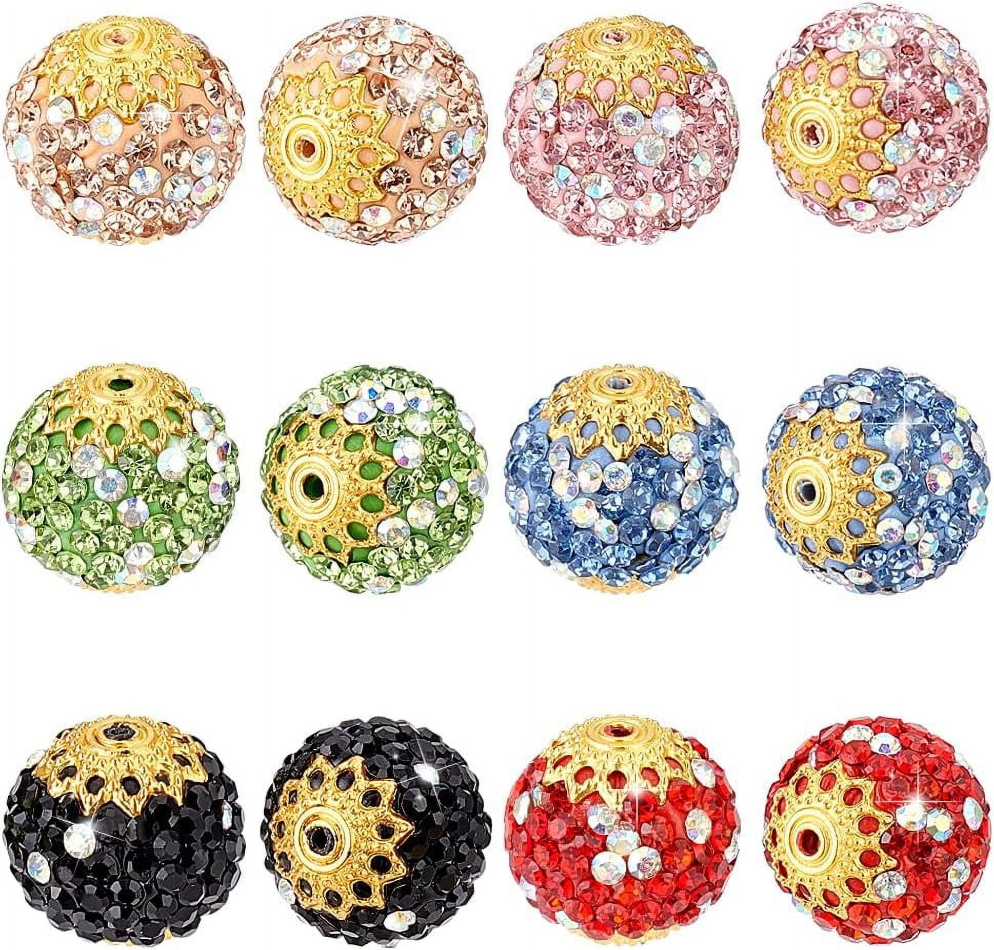 60pcs 10mm Round Rhinestone Beads - Green Blue Red Black - Polymer Clay ...