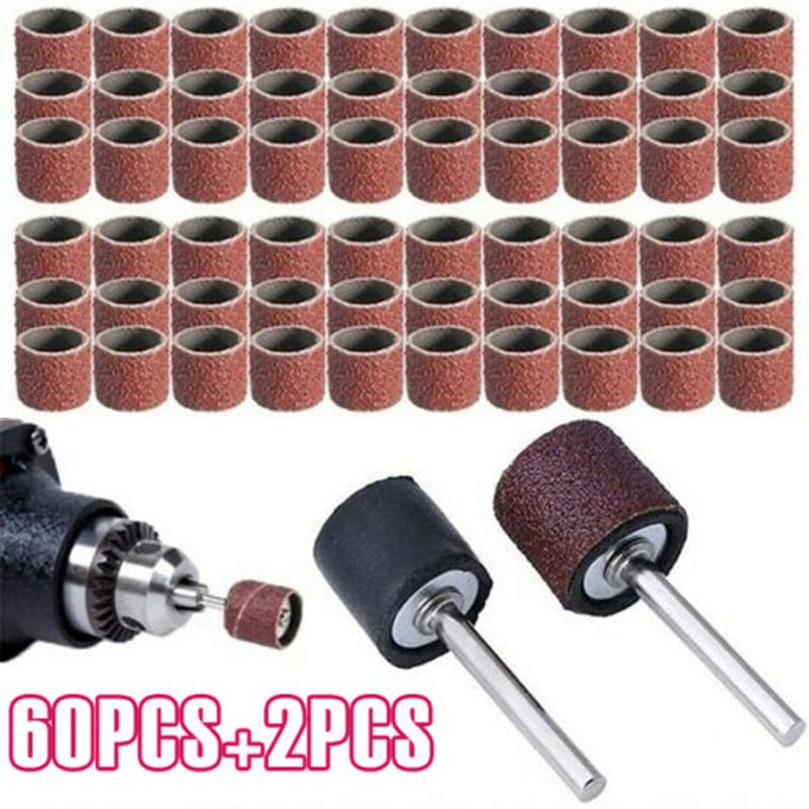 60pcs 12.5mm *12.5mm 80 Grit Sanding Belts + 2 pcs 1/2" Rubber Mandrel ...