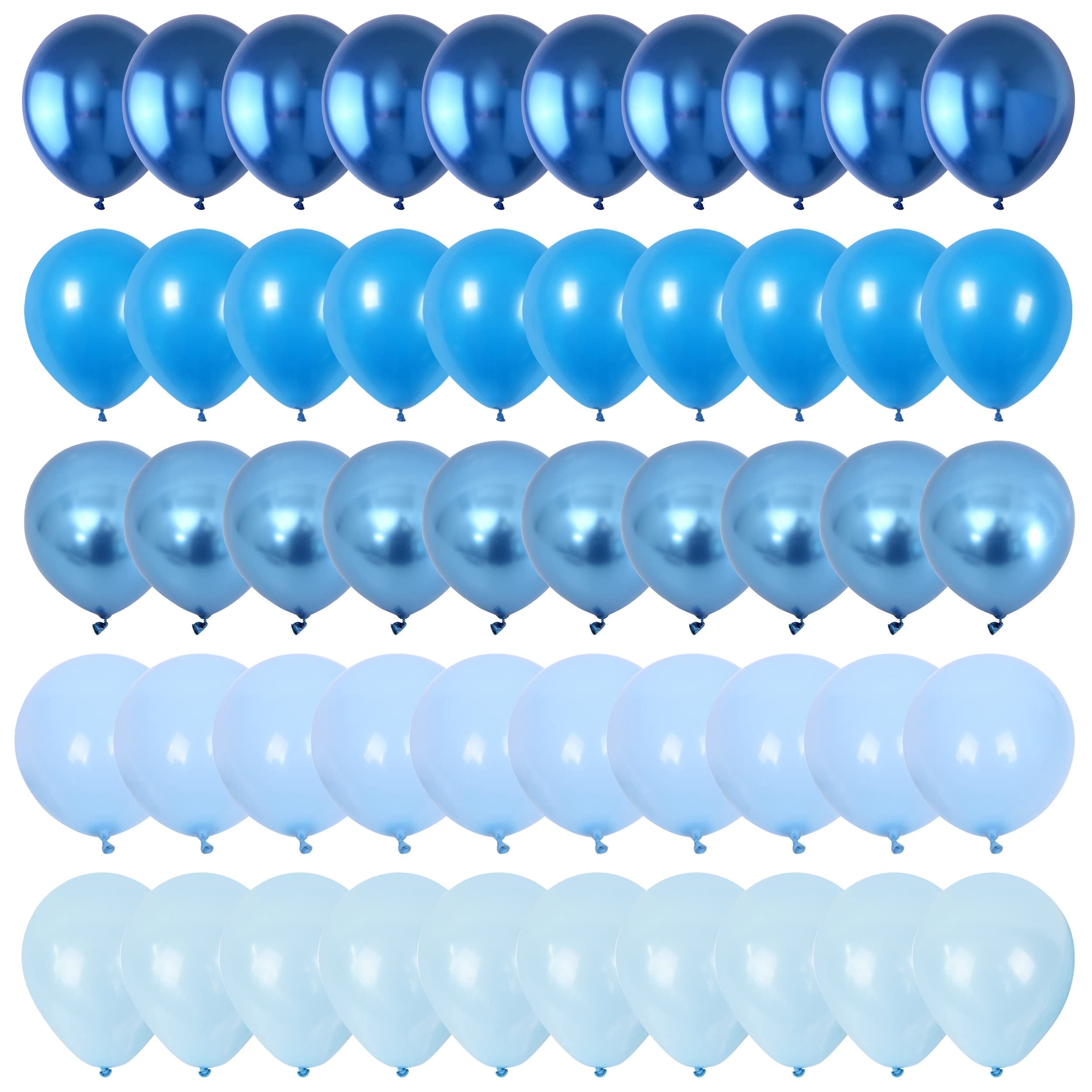 60pcs 12 Inches Blue Balloon Set, Metallic Balloons Pearl Macaron Baby ...