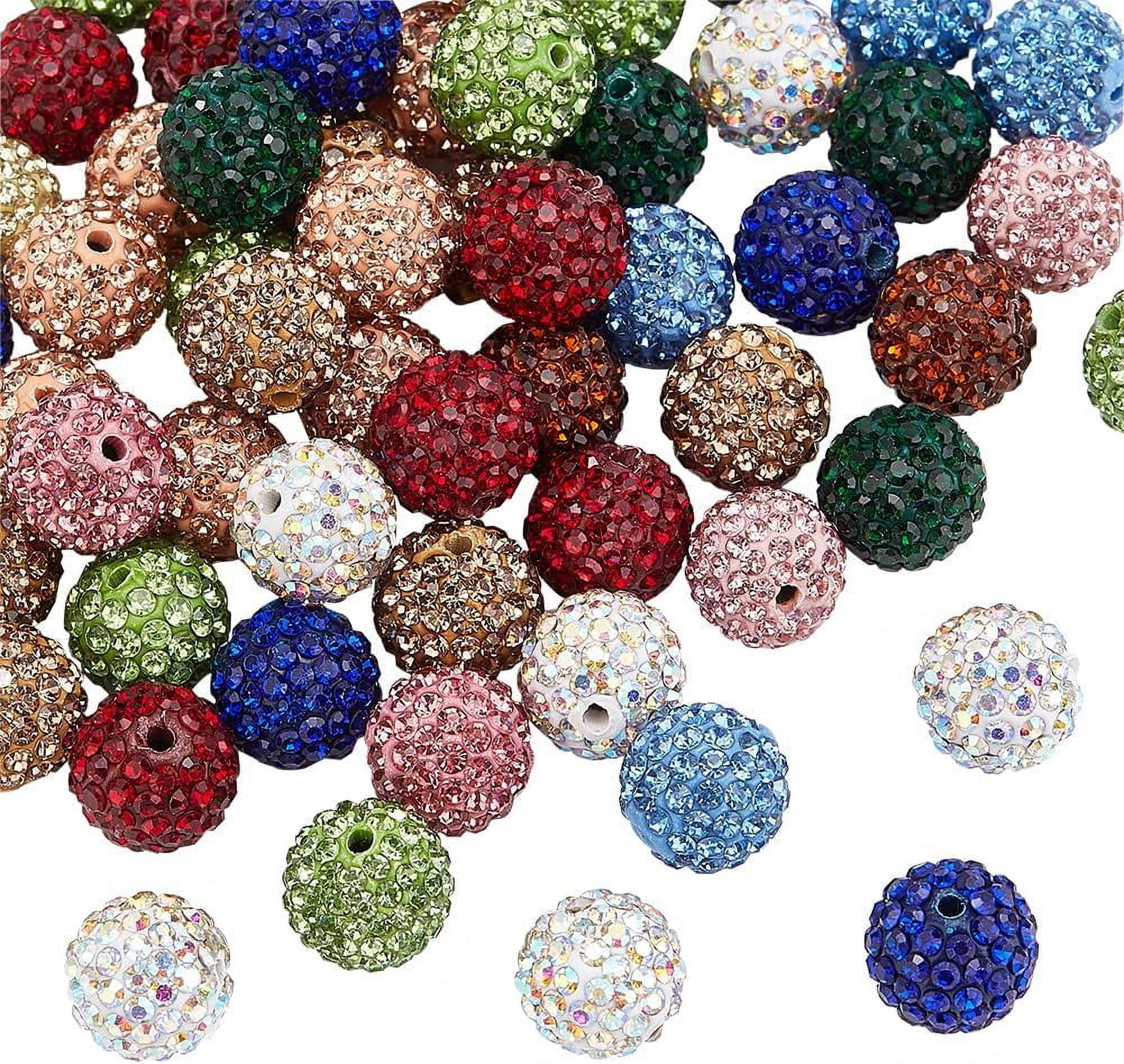60pcs 12mm Pave Disco Ball Beads Rhinestone Clay Beads Round Crystal ...