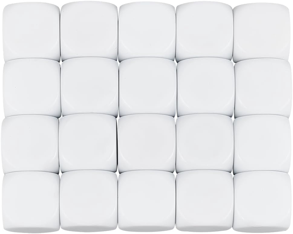 60pcs 16mm Acrylic Blank White Dice Six Rounded Corner Acrylic Blank ...