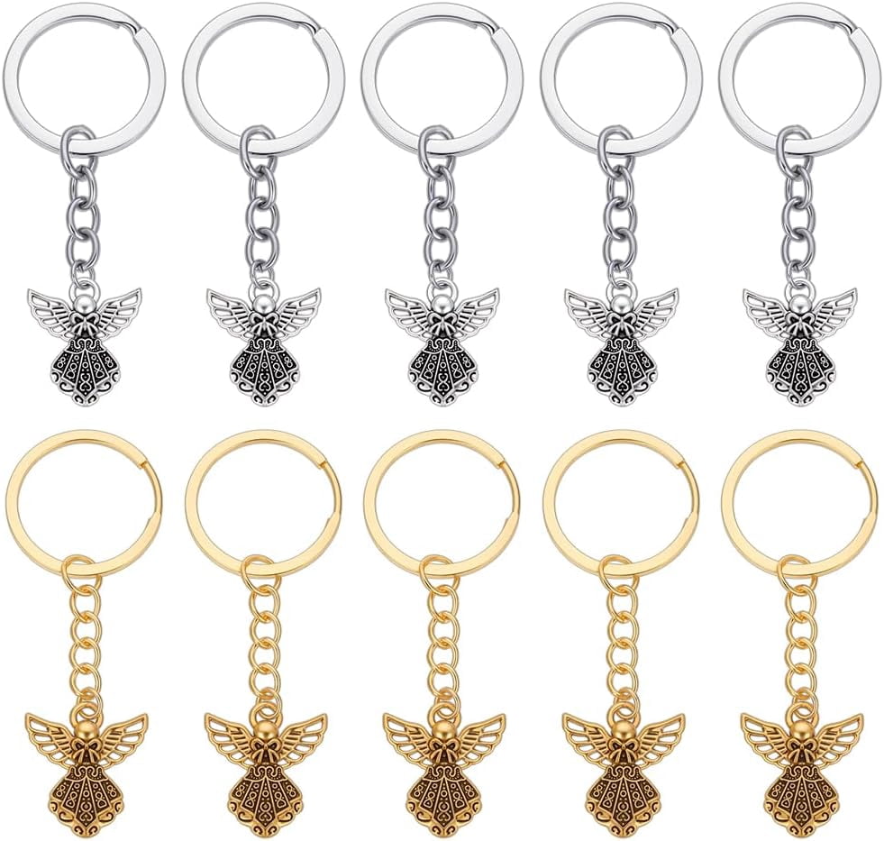 60pcs 2 Colors Angel Wings Keychains 1 Inch Pocket Angel Charms Good ...