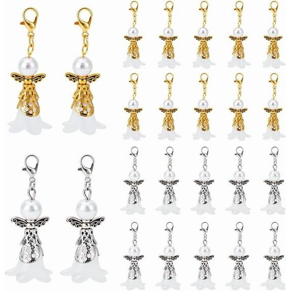60pcs 2 Colors Angel Wings Keychains 2 Inch Angel Guardian Charms ...
