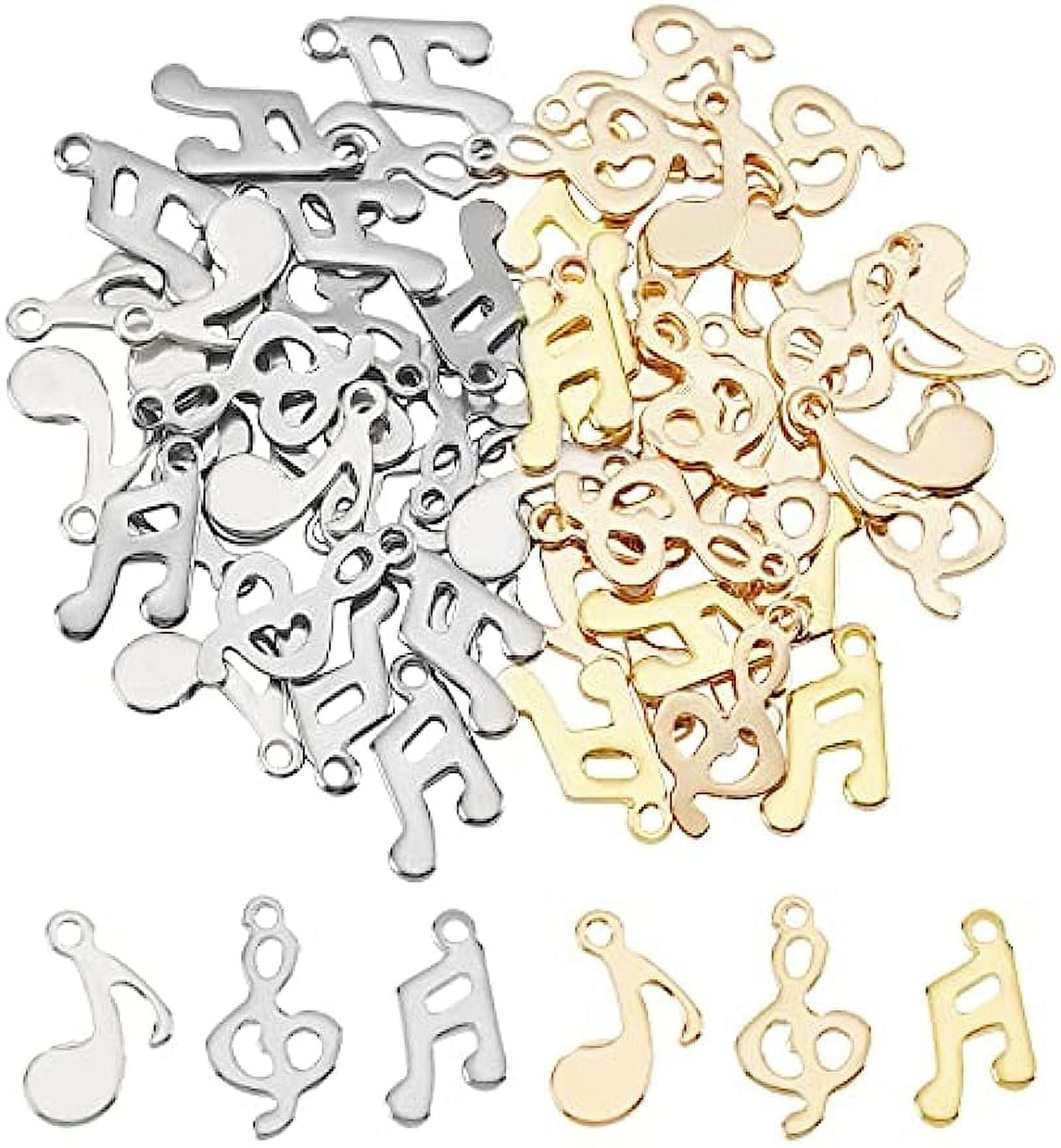 60pcs 2 Colors Musical Note Pendants 304 Stainless Steel Charms 1mm ...