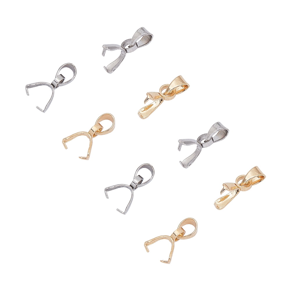 60pcs 2 Colors Pendant Pinch Bail 3.5-5mm Hole Stainless Steel Ice Pick ...
