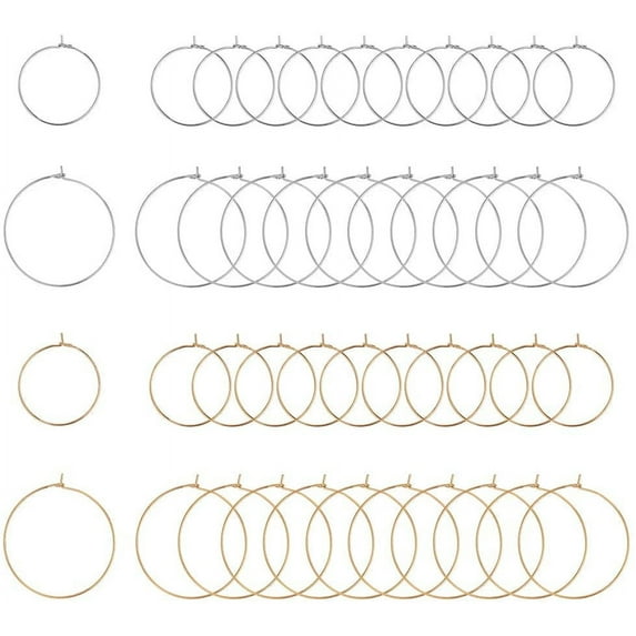 60pcs 2 Sizes 25mm/35mm Stainless Steel Hoop Earring Earring Findings ...