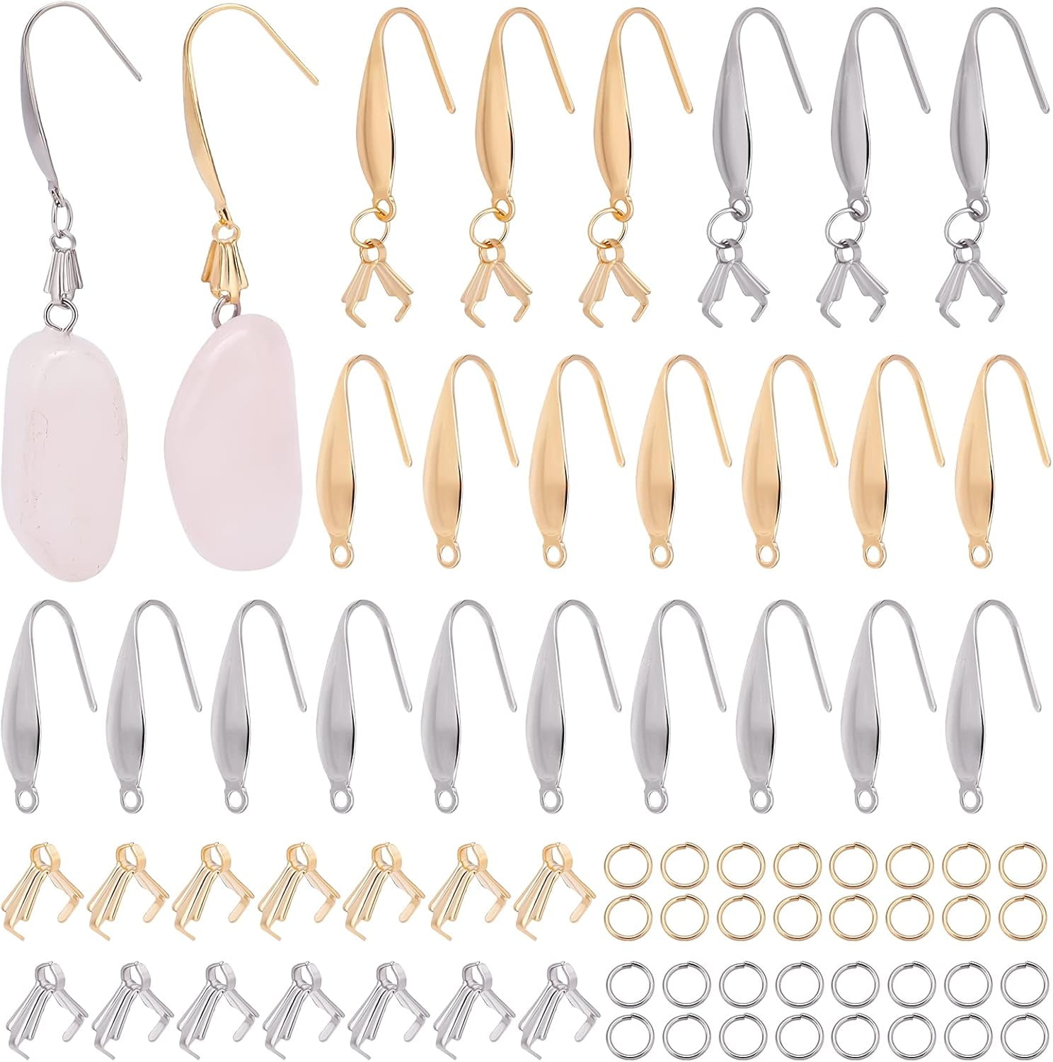 60pcs 20.5mm Earring Hooks DIY Stainless Steel Earring Making Finding ...