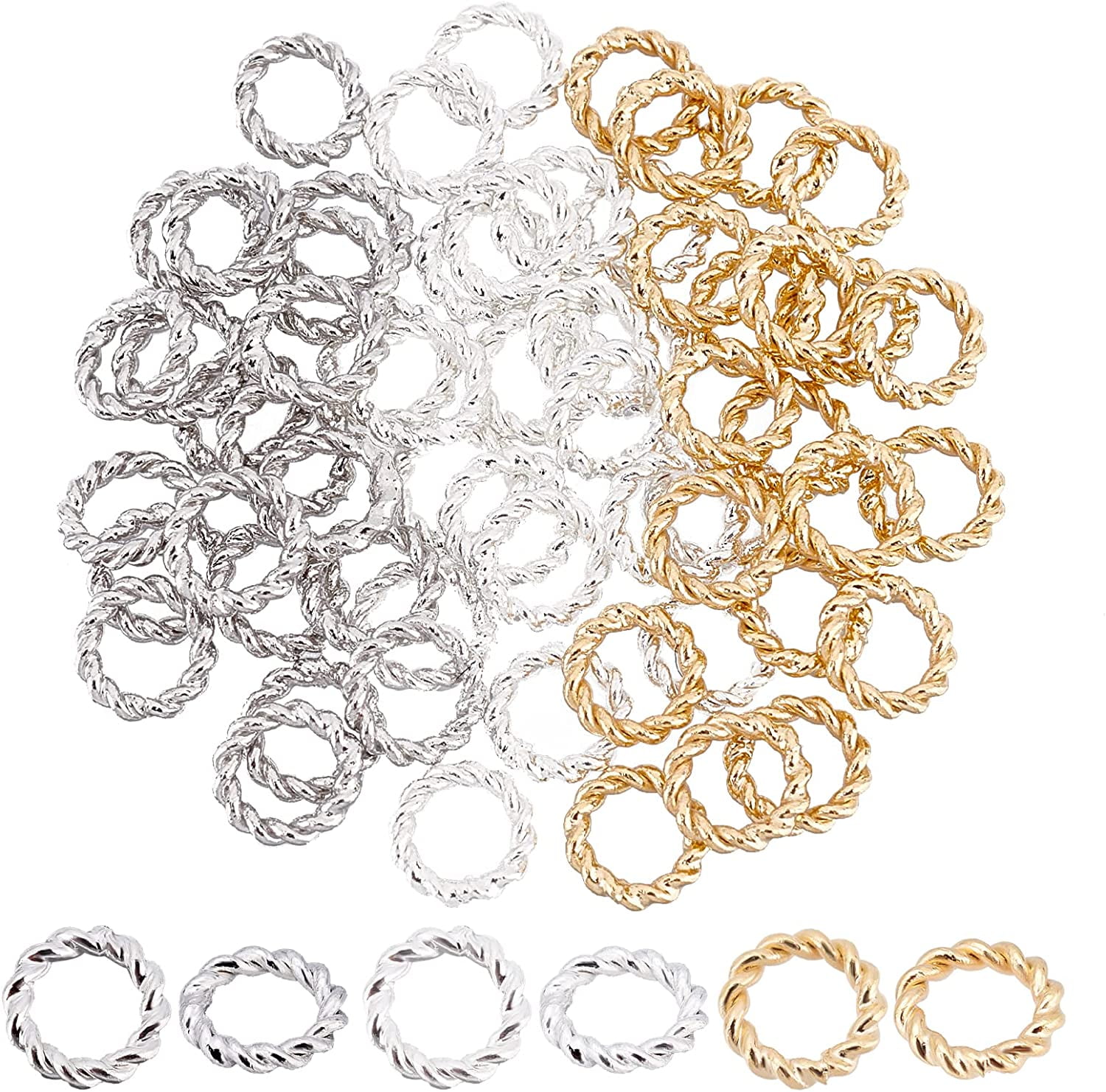 60pcs 24K Gold Jumps Rings 3 Colors 6mm Brass Twisted Jump Rings 18 ...