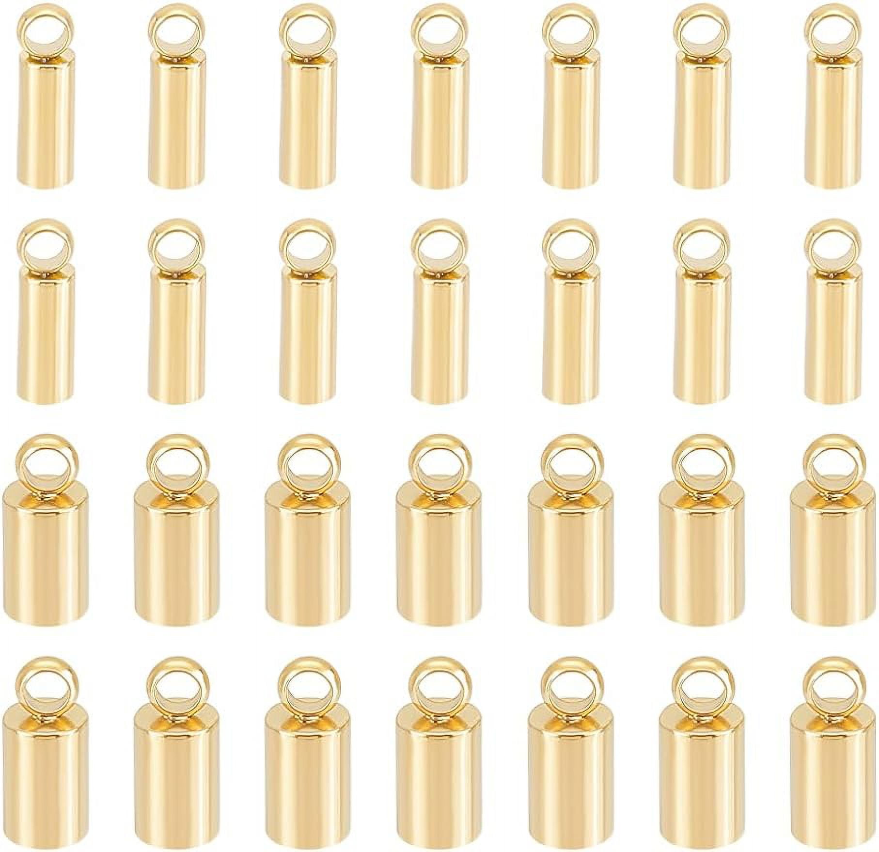 60pcs 2mm/3mm Golden Cord Ends 304 Stainless Steel End Caps Leather ...