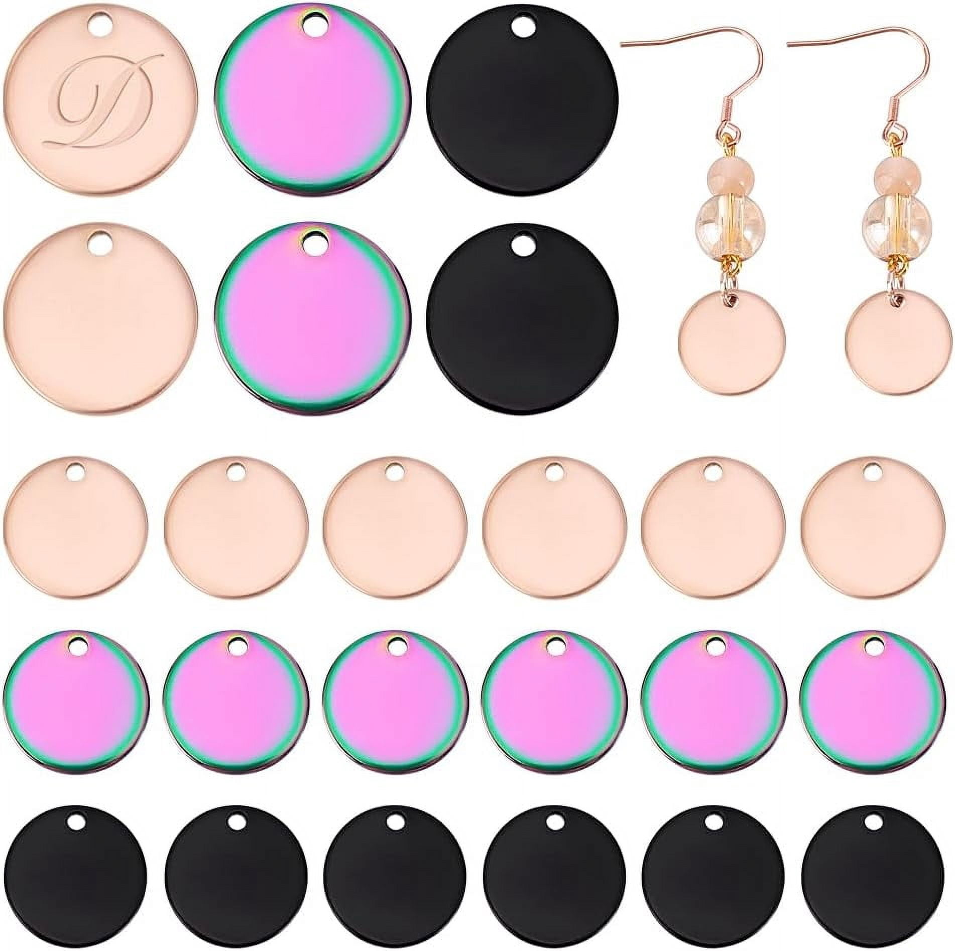 60pcs 3 Colors Stamping Tags 15mm 304 Stainless Steel Blank Tag ...