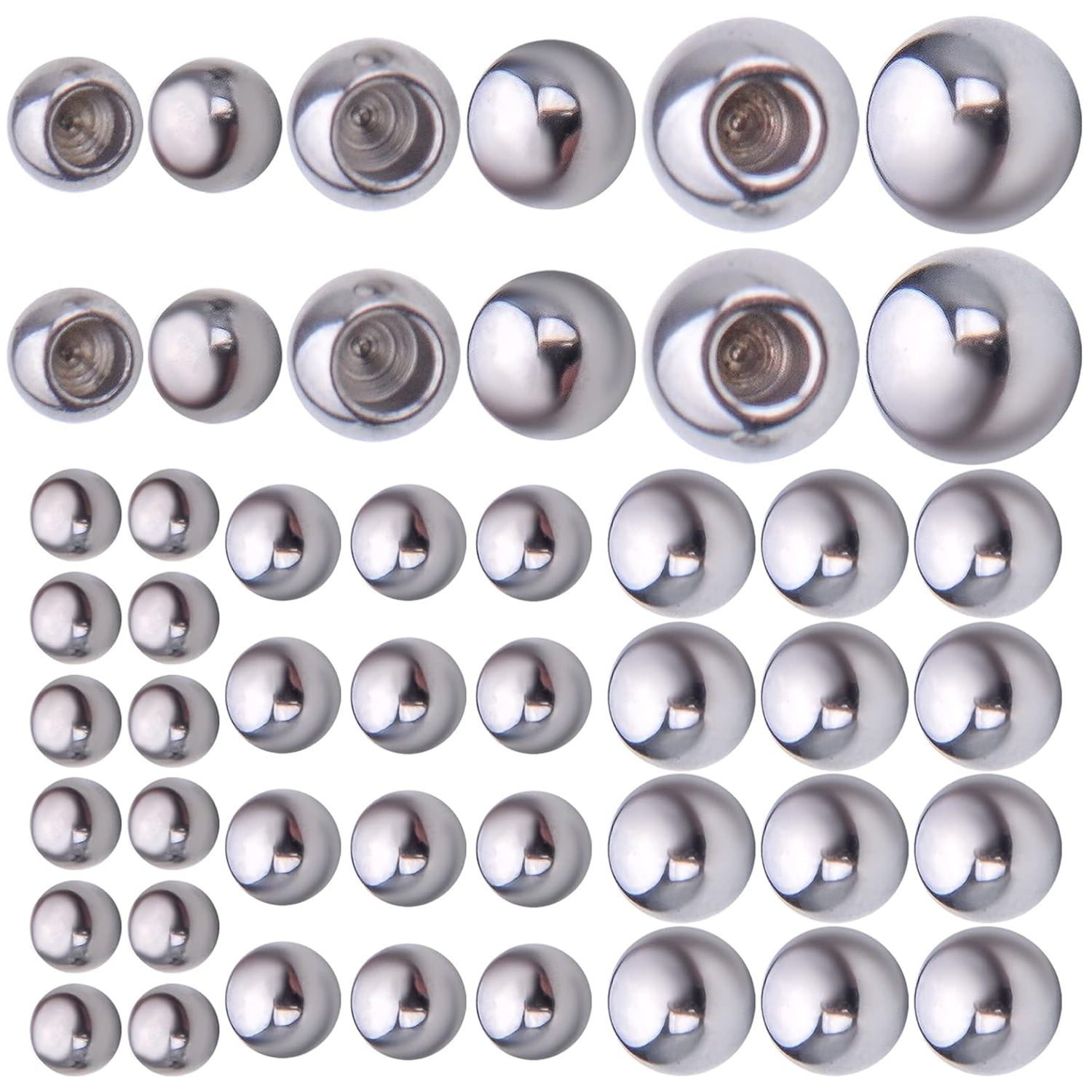 60pcs 3 Sizes 3mm,4mm,5mm Stainless Steel Cord End Caps Round Memory ...