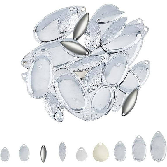 60pcs 3 Styles Fishing Spinner Baits Kit 6 Size Oval Fishing Attractor ...